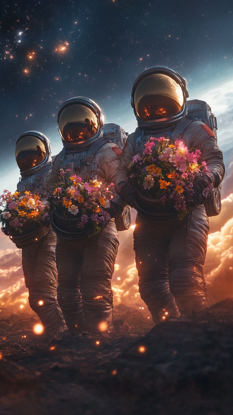 A cinematic snapshot of a group of astronauts stan... | AnimateImage.AI ...