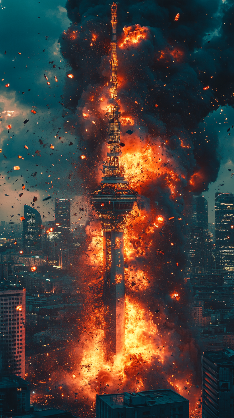A cinematic sequence showcasing the explosion of a... | AnimateImage.AI ...