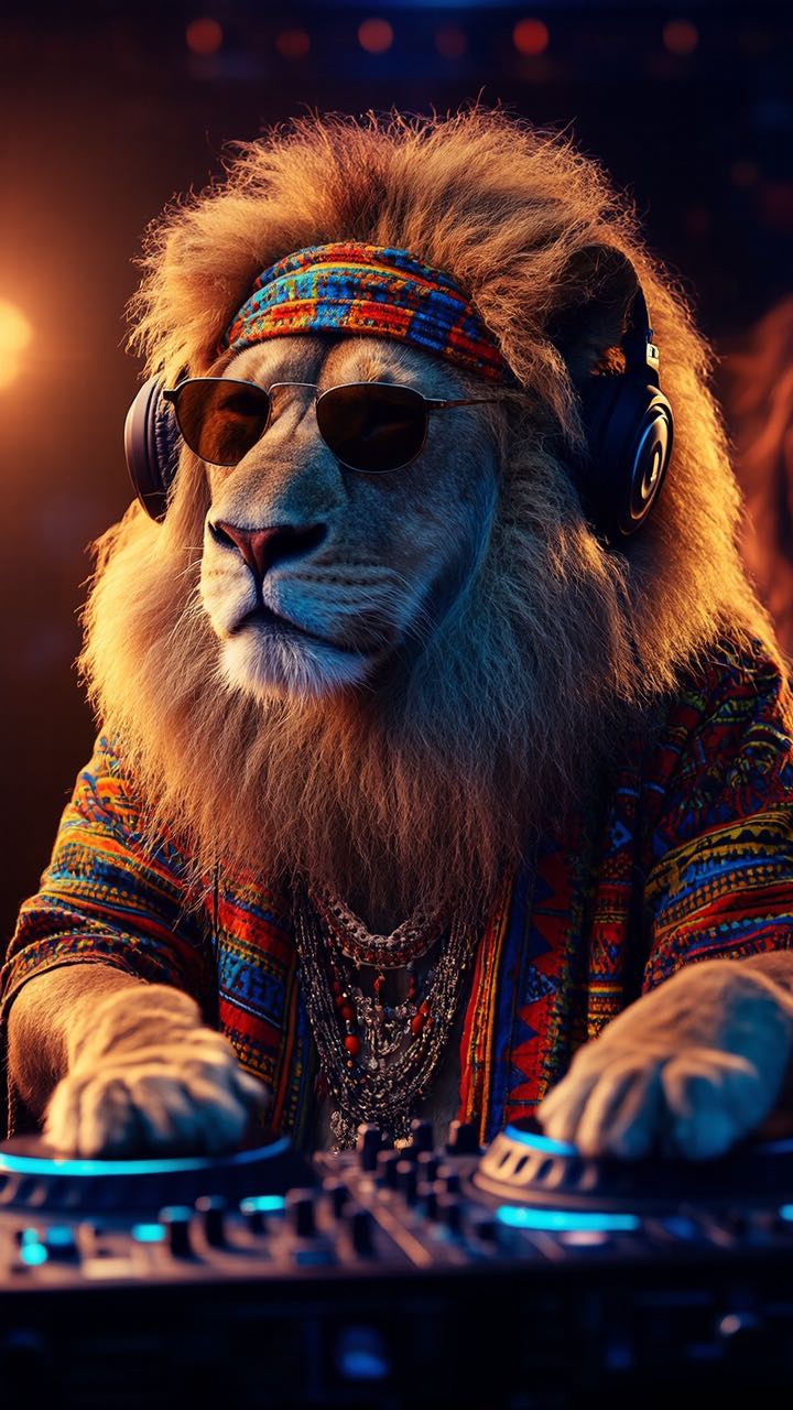 A lion dj mixes music in a disco in a crazy atmosp... | AnimateImage.AI ...